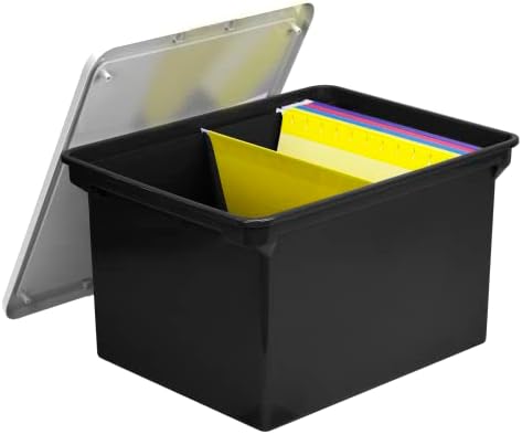 Amazon.com : Storage Plastic File Tote Storage Box with Snap-On Lid ...