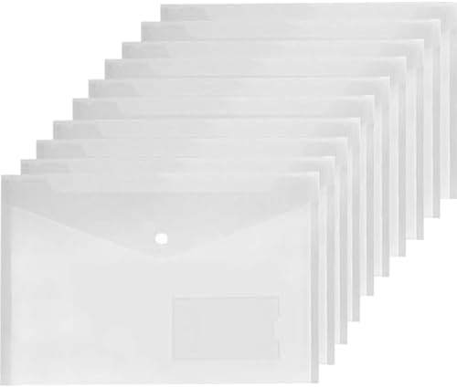 A4 Plastic Wallets, 10 Pack Clear Folders Plastic File Folder Document ...