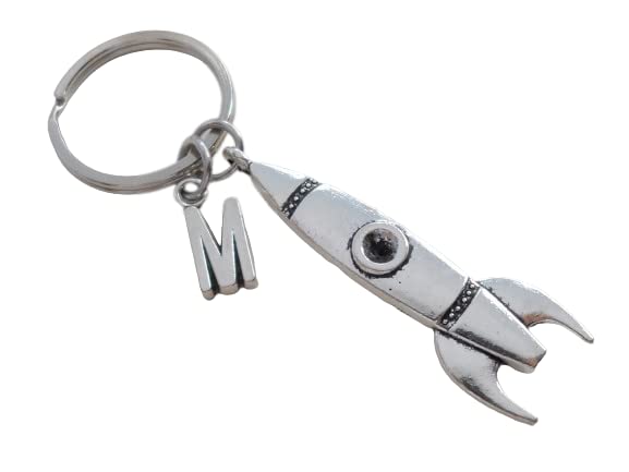 Amazon.com: Custom Rocket Ship Charm Keychain with Letter Charm, Space ...