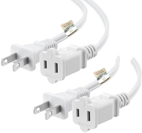 Amazon.com: 6FT Polarized White US 2-Prong Male-Female Extension Power ...