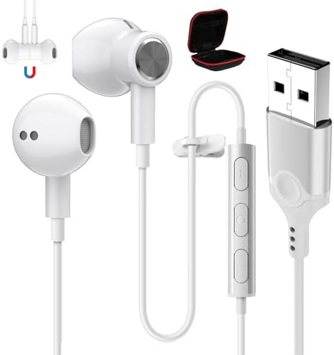 Amazon.com: USB Headset with Microphone for PC 7.5 Ft Cable, USB A ...