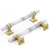 Rergy Cabinet Handles Marble Drawer Pulls and Knobs, 10Pack White ...