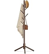 Amazon.com: Azaeahom Wooden Coat Rack, Free Standing Coat Rack with 8 ...