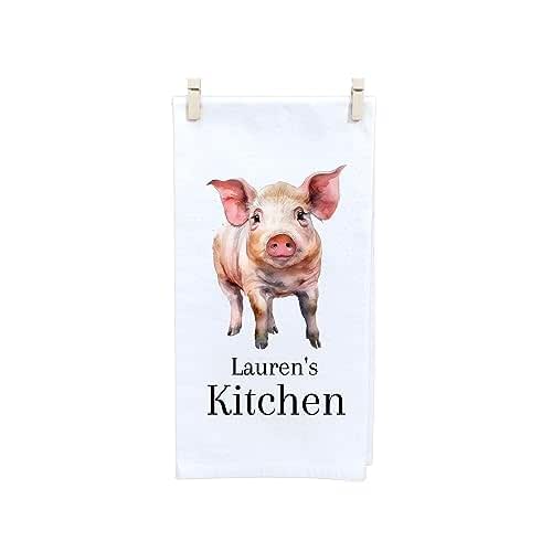 Amazon.com: Handmade Personalized Pig Tea Towel - 100% cotton dish ...