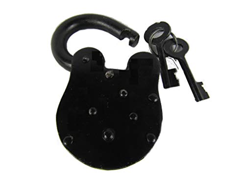 ? ANTIQUE CORBIN PADLOCK STRONG JAIL CARBON STEEL LOCK & KEY KEYS ...