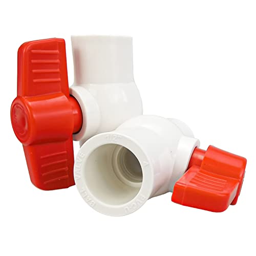 XIFOWE (2 PCS) 1/2 inch PVC Ball Valve Slip (Socket), Shut off valve ...