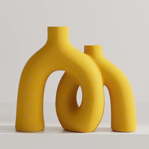 Amazon.com: Hug Donut Decorative Vase Set - Yellow Vase, Modern Nordic ...