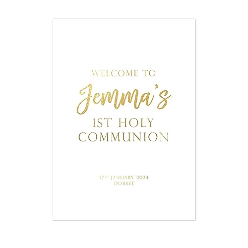 Personalised Foil party sign rose gold 1st holy communion | first holy ...