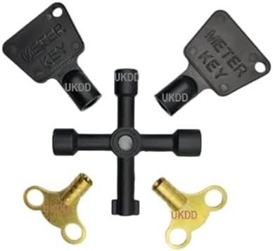 UKDD® 2 Brass Radiator Key 2 Gas Meter Box Key Triangular 4 Ways Multi ...
