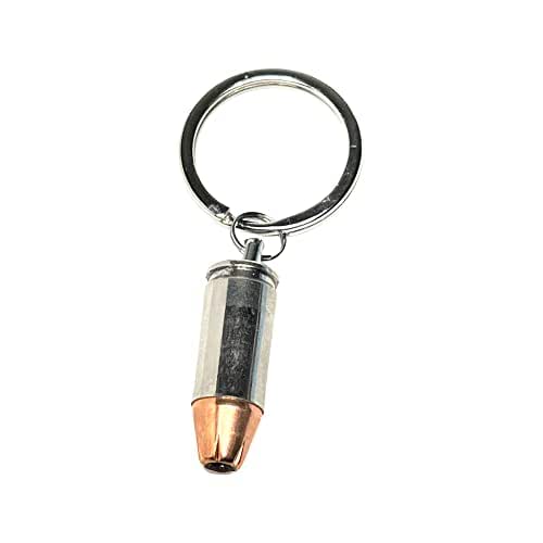 Amazon.com: 9mm Hollow Point Nickel Plated Bullet Keychain - Silver ...