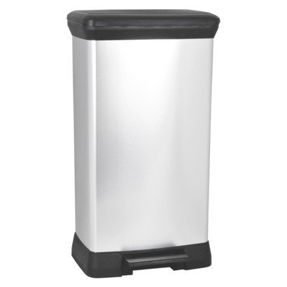 Curver 50 Liter Rectangle Deco Stainless Steel Step Open Trash Can ...