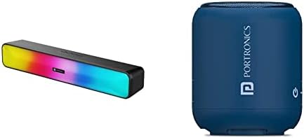 Portronics Radian 16W Bluetooth Stereo Soundbar with Multicolour LED ...