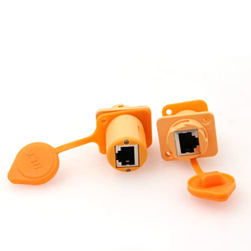 Eonvic 2 Pcs RJ45 Yellow Socket Panel Connector Waterproof IP67 ...