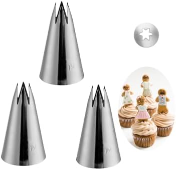 Amazon.com: Piping Tip 1M 3 Pcs Set,1M Star Tip for Cake Decorating ...