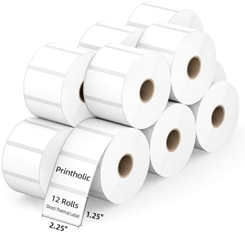 Amazon.com : Printholic 12 Rolls 2.25" x 1.25" Direct Thermal Labels ...