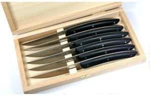 Claude Dozorme - COFFRET 6 COUTEAUX A STEAK THIERS LAME MATE MANCHE ...