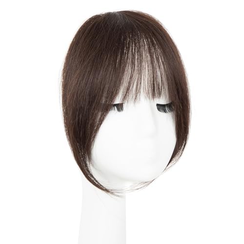 Amazon.com : EINAEY Clip in Bangs 100% Real Human Hair, Darkest Brown ...
