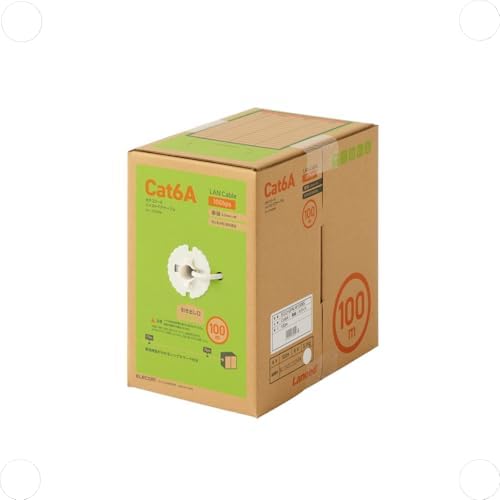 Amazon.co.jp: エレコム LANケーブル CAT6A EU RoHS指令準拠 コネクタ無し 単線 リレックス 100m ホワイト ...