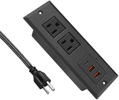USB C Recessed Power Bar Fast Charge Desk Outlet Extender 2 Outlets 3 ...