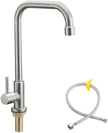 Cold Water Only Faucet 1 Hole 7-Shape Kitchen Sink Taps with 360 Degree ...