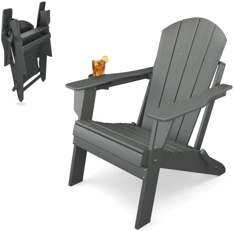 Sleek Space Adirondack Folding Chair for Garden, Patio or Deck - Arm ...