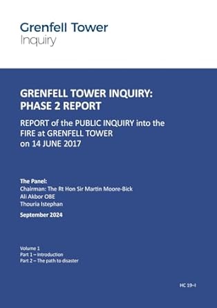 Grenfell Tower Inquiry: Phase 2 Report. Report of the Public Inquiry ...