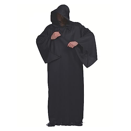 NICEYEA Scary Grim Reaper Costume Men’s Hooded Black Robe Full Length ...