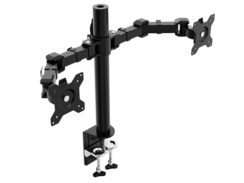 amazon basics Dual Monitor Stand - Height-Adjustable Arm Mount, Steel ...