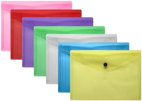 Pack of 20 A3 Assorted Colour Plastic Document Wallets Stud Button ...
