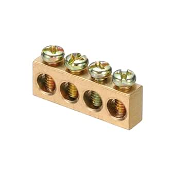 MECCANIXITY 4-Position Brass Ground Bus Bar Terminal Block, Yellow ...
