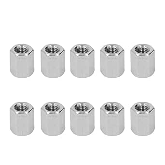 10PCS Hex Coupling Nuts 304 Stainless Steel Female Thread Straight ...