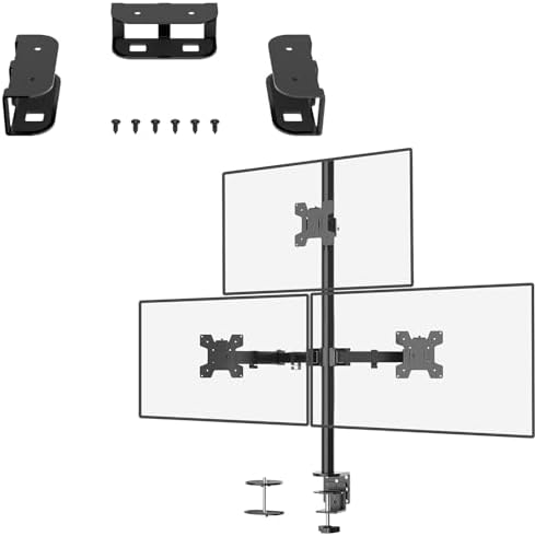 Amazon.com: WALI Bundle-Triple Monitor Desk Mount and Shelf Holder for ...