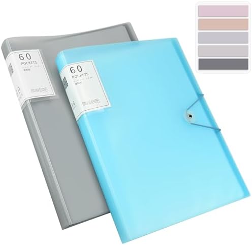 2 PCS A4 Display Folders, 120 Pockets A4 Display Book Document Clear ...