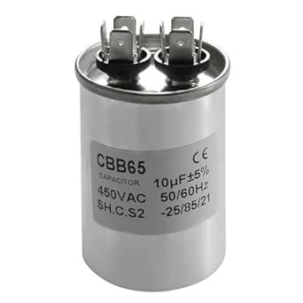 PATIKIL 10uF 10MDF 450VAC Fan Start Capacitor, CBB65 Circular Run Capacitor for Air Conditioner ...