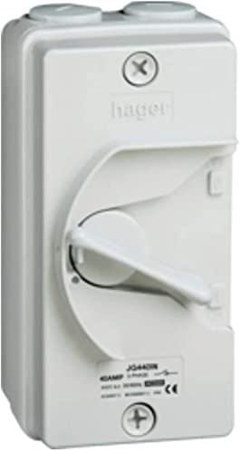Hager - Enclosed Weatherproof PVC Isolator 32A 3P Switch Disconnector ...