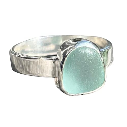 Amazon.com: Sea Glass Ring Wide Band Sterling Silver Ring Sea Glass ...