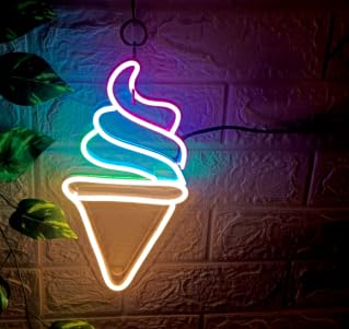 Wall Mitra Ice Cream Neon Sign - Ice Cream cone Neon Sign For Shop/Cafe ...