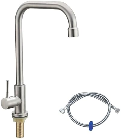 Cold Water Only Faucet 1 Hole 7-Shape Kitchen Sink Taps with 360 Degree ...