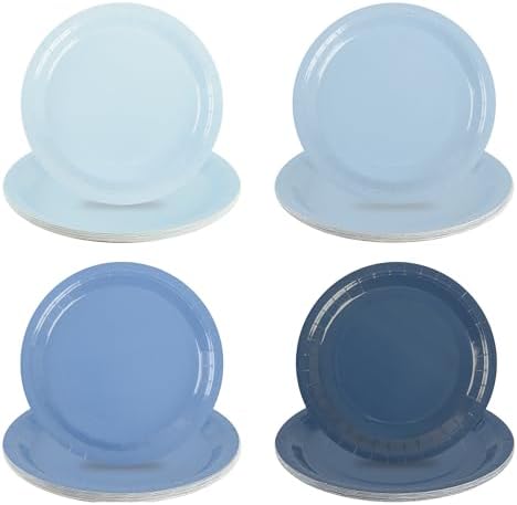 Amazon.com: AimFun 48Pcs Dusty Blue Paper Plates Gradient Blue Party ...