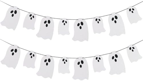 Amazon.com: SaktopDeco 2 Pack White Pink Ghost Garland Felt Ghost Banner for Haunted House ...