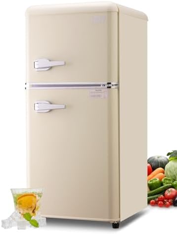 Amazon.com: KRIB BLING 3.5 Cu.ft Retro Mini Fridge with Freezer ...