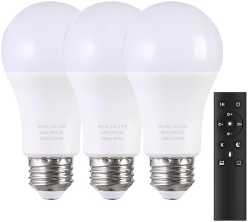 MXhme A19 LED Light Bulbs with Remote Control, 800LM 9W (60W Equivalent ...