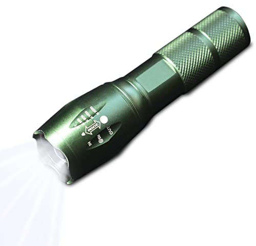 Nova Military Green Torch LED Rechargeable Flashlight Adjustable Focus ...