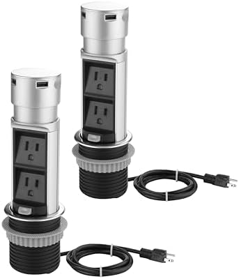 Amazon.com: Link2Home 2 Pack Space Saver Pop Up Outlet Station with USB ...