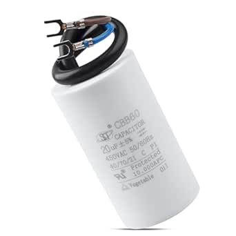 CBB60 20uF Motor Run Capacitor 450 VAC Volts Round Cylinder 2 Leads ...