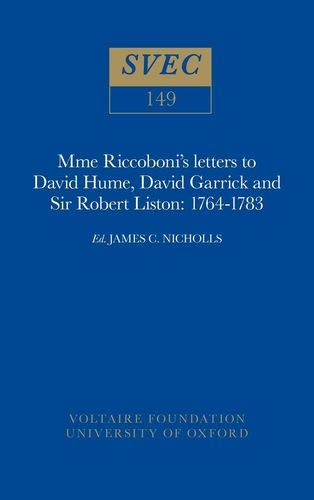 Amazon.com: Mme Riccoboni's letters to David Hume, David Garrick and ...