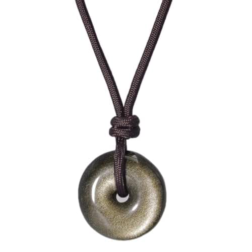 Amazon.com: Healing Crystals Obsidian Stone Necklace - Onesmek Gold ...