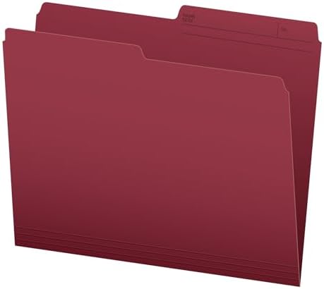 Pendaflex Color-Coded File Folders, 1/2 Cut Tab, Letter Size, Burgundy ...