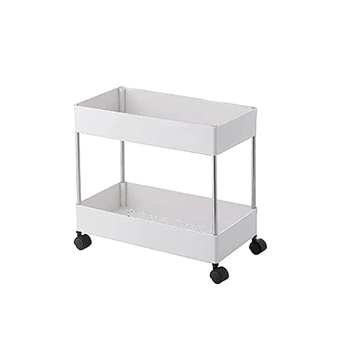 NNPRO 2 Layer Plastic Kitchen Storage Trolley Rack with Caster Wheels ...