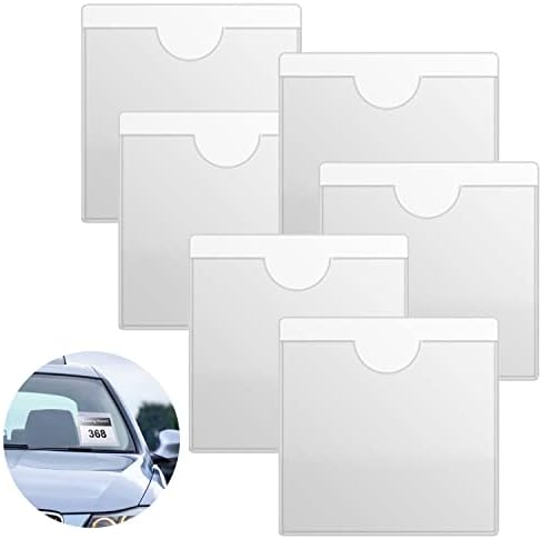 Favson 6 PCS Parking Permit Holder, Clear Self Adhesive Square Ticket ...